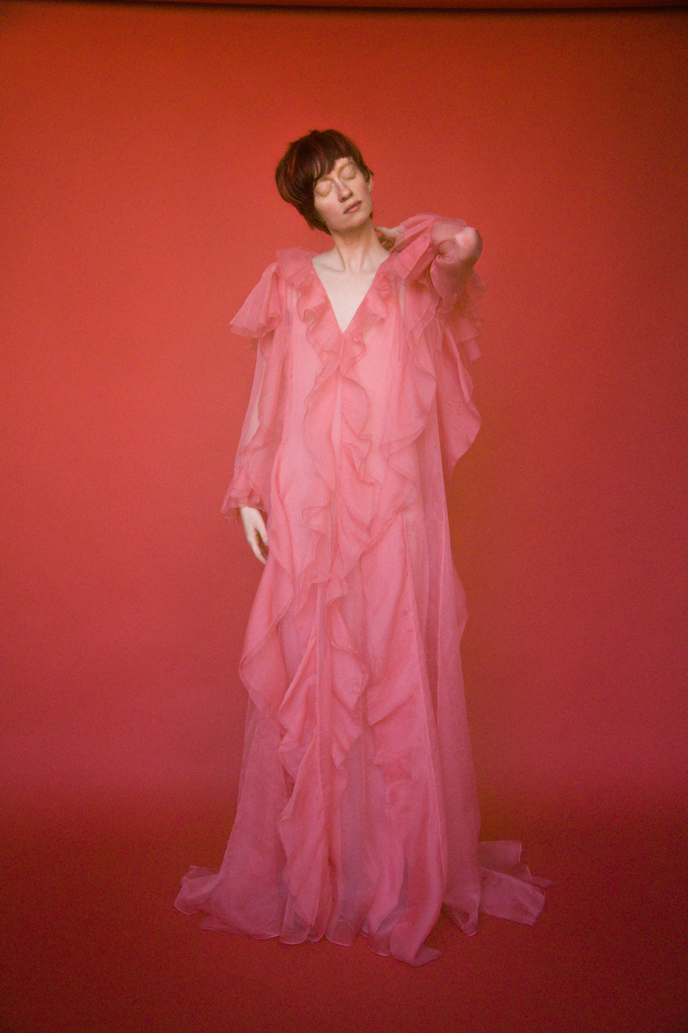 gucci ss 2016 pink silk ruffle dress – persephone vintage
